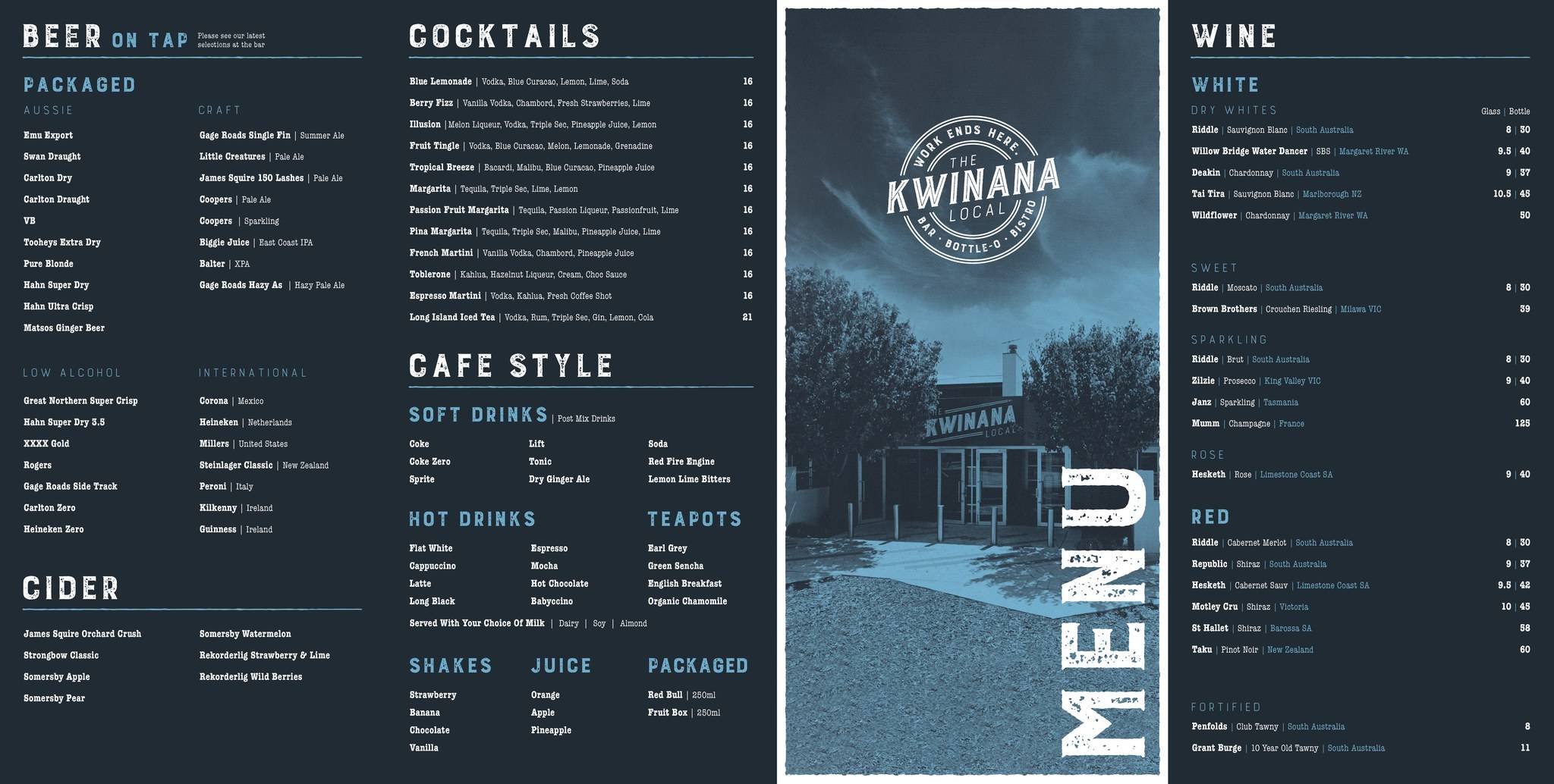 Menu at The Kwinana Local pub & bar, Kwinana Town Centre