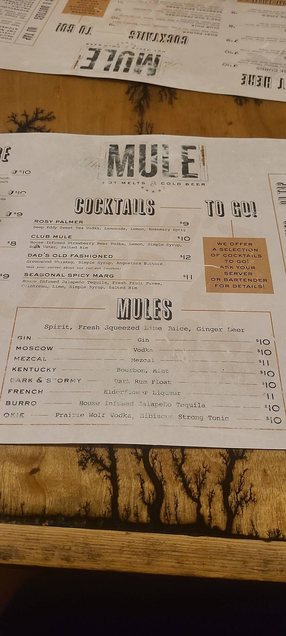 Menu at The Mule pub & bar, Oklahoma City, NW 16th St