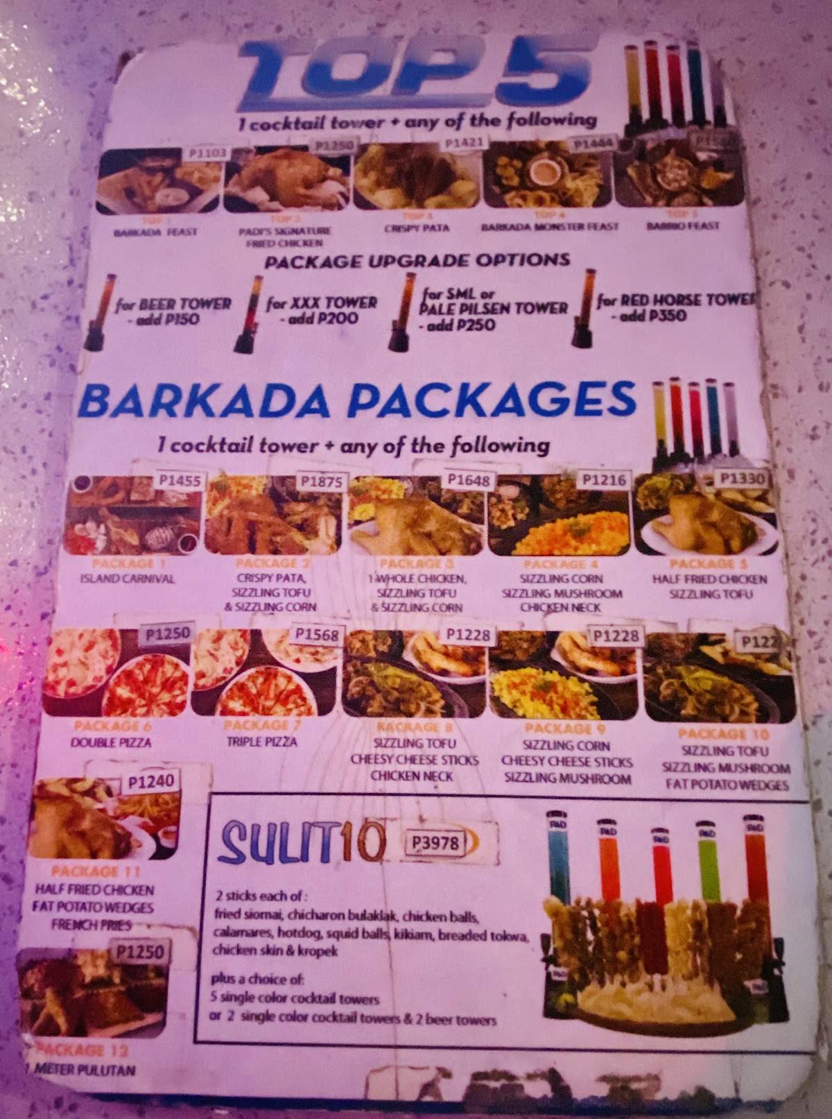Menu at The Pad pub & bar, Pasay, SM Mall of Asia