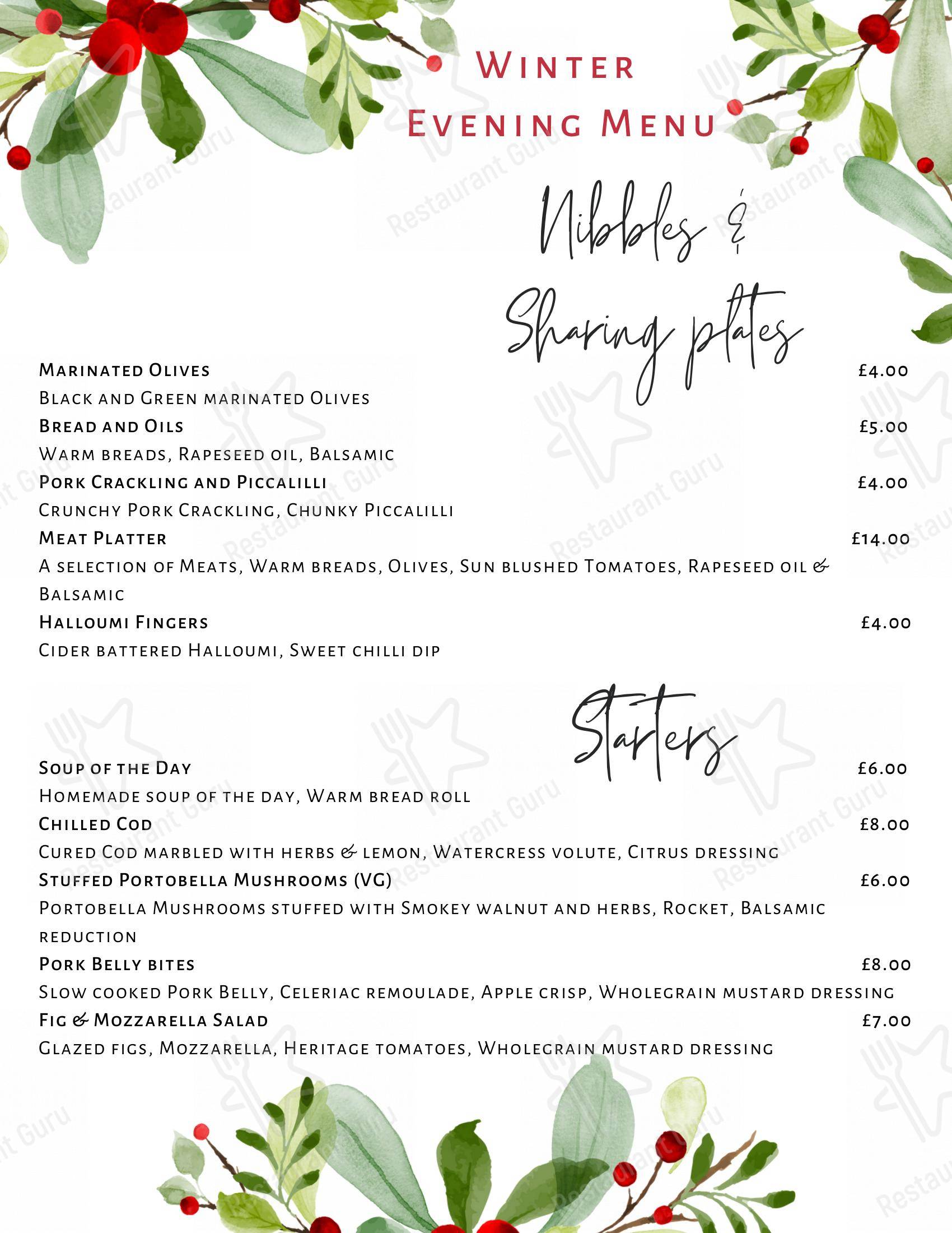 Menu at The Upper House pub & bar, Claremont