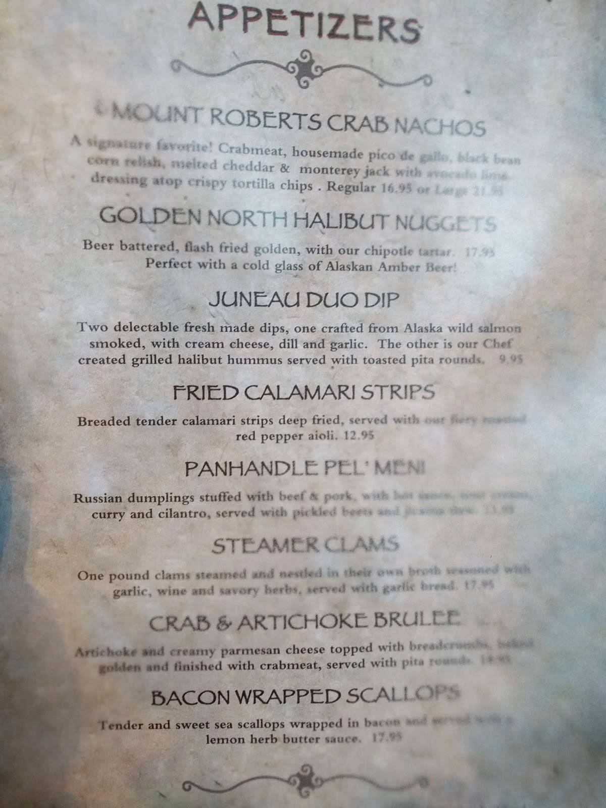 Menu at Timberline Bar & Grill, Juneau