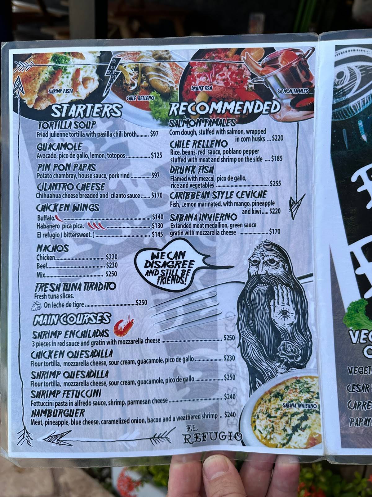 Carta de EL REFUGIO BAR, Puerto Morelos