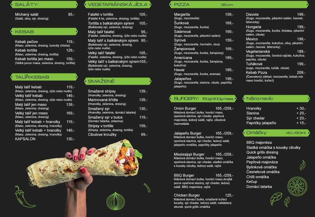 Menu at QUICK GRILLS JEDOVNICE restaurant, Jedovnice