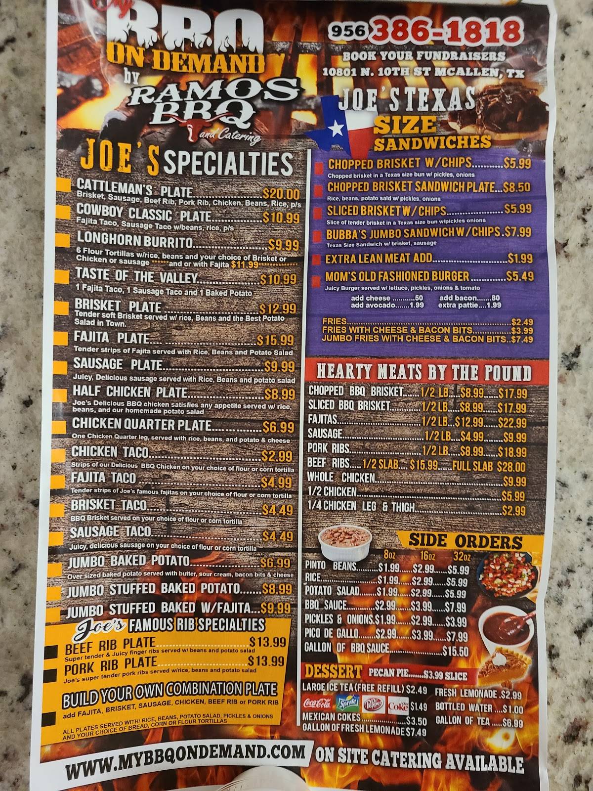 Menu at Ramos BBQ & Catering, McAllen, N 10th St