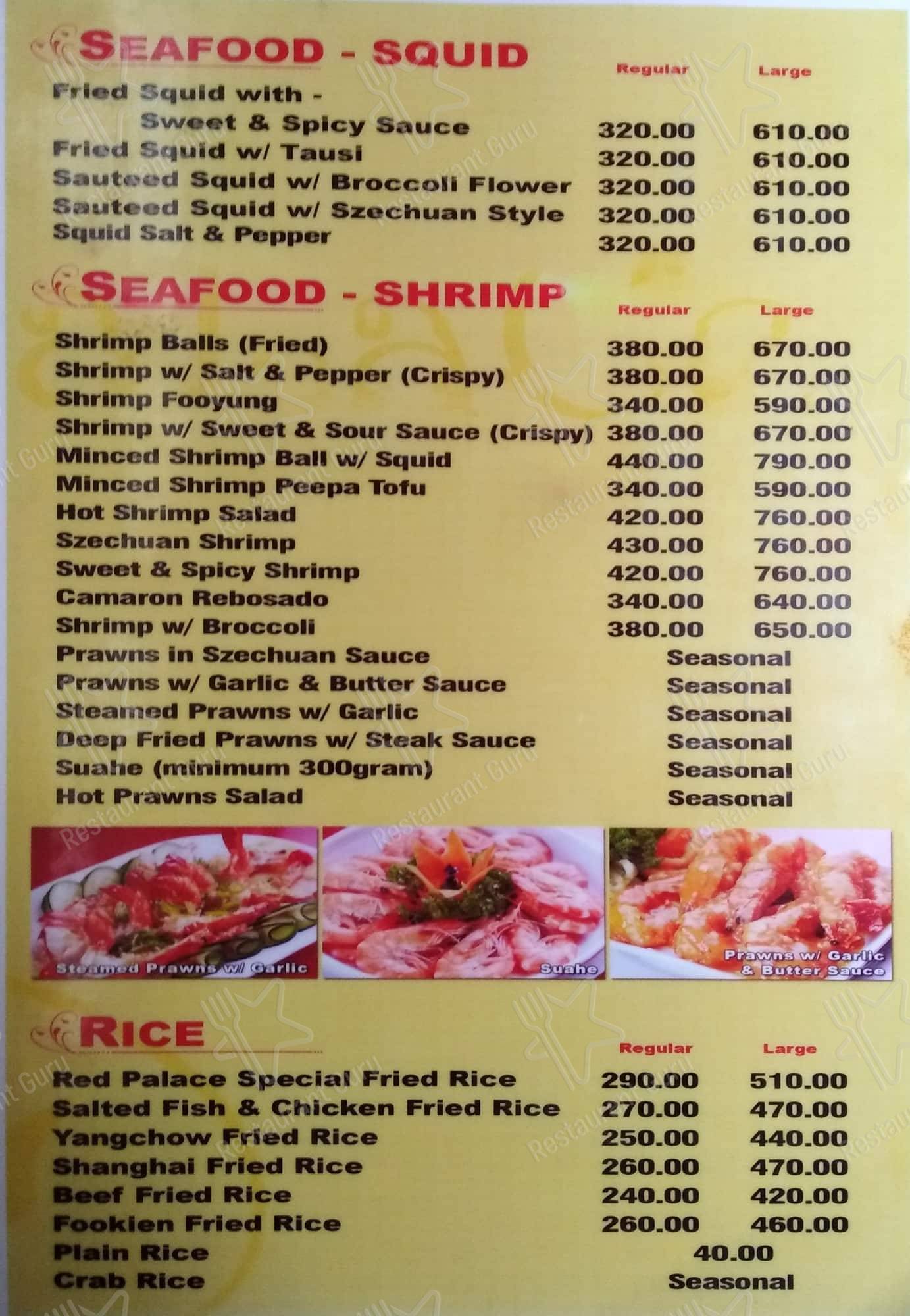 Menu at Red Palace Seafood Restaurant@Quezon City, Quezon City, 132 ...