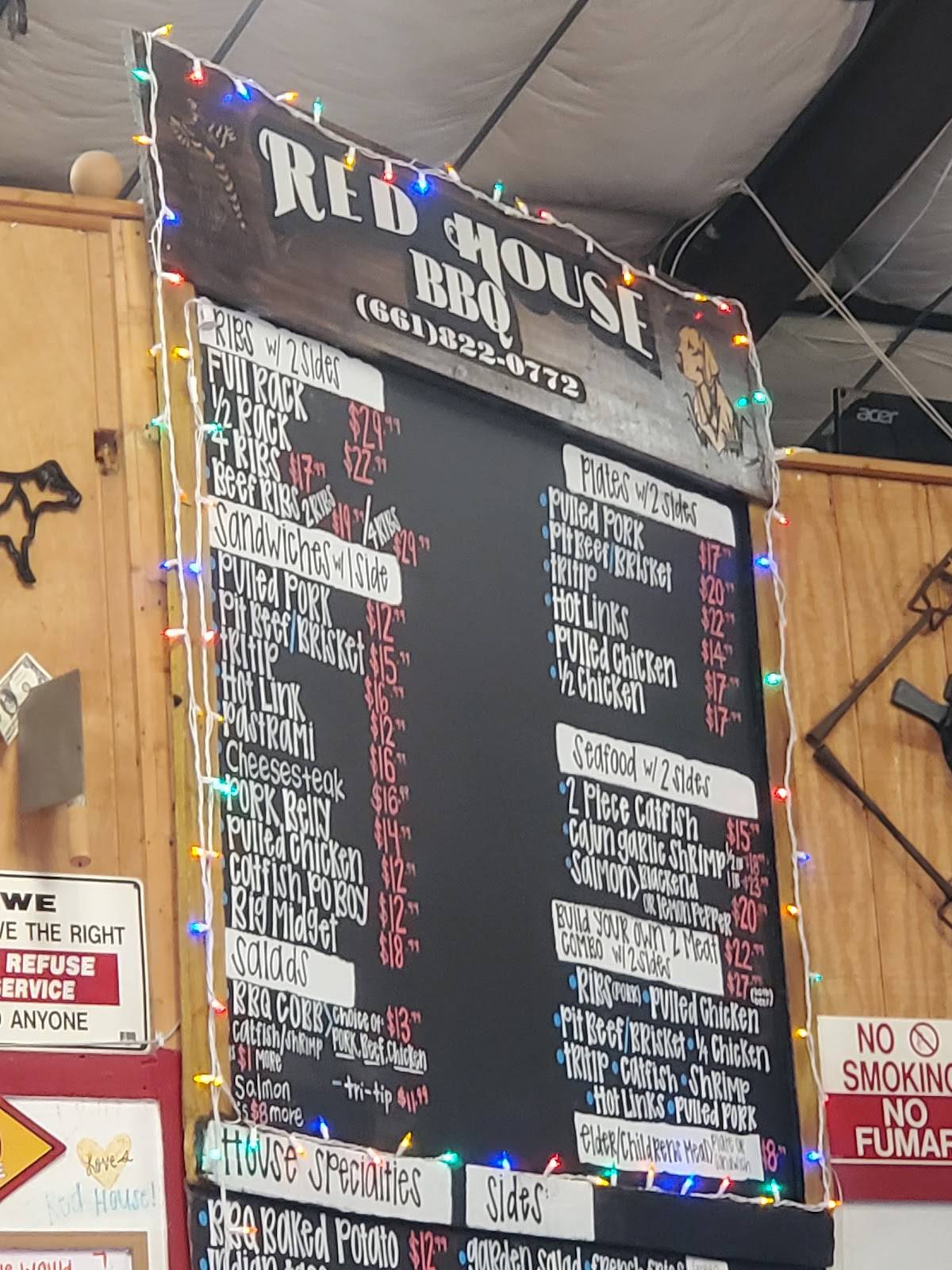 Menu at Red House BBQ, Tehachapi, 426 E Tehachapi Blvd
