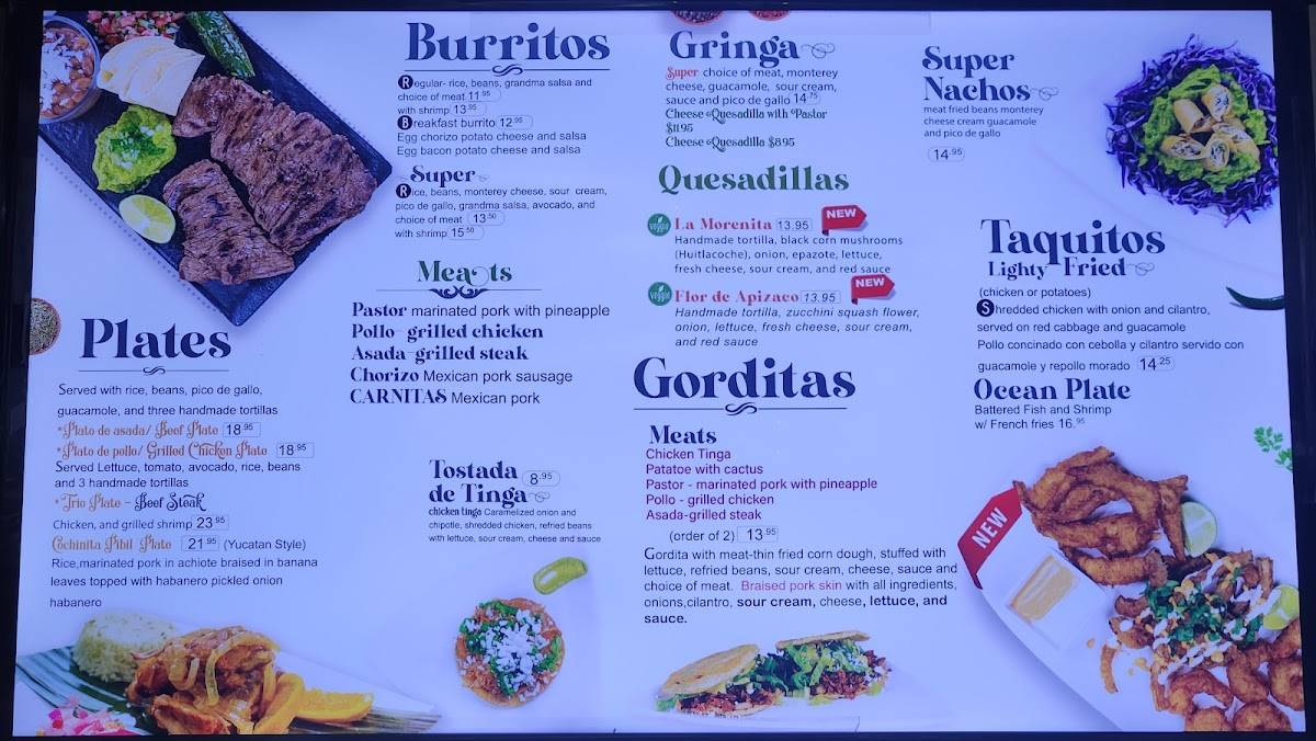 Menu at La Cocina de la Abuela restaurant, Redwood City
