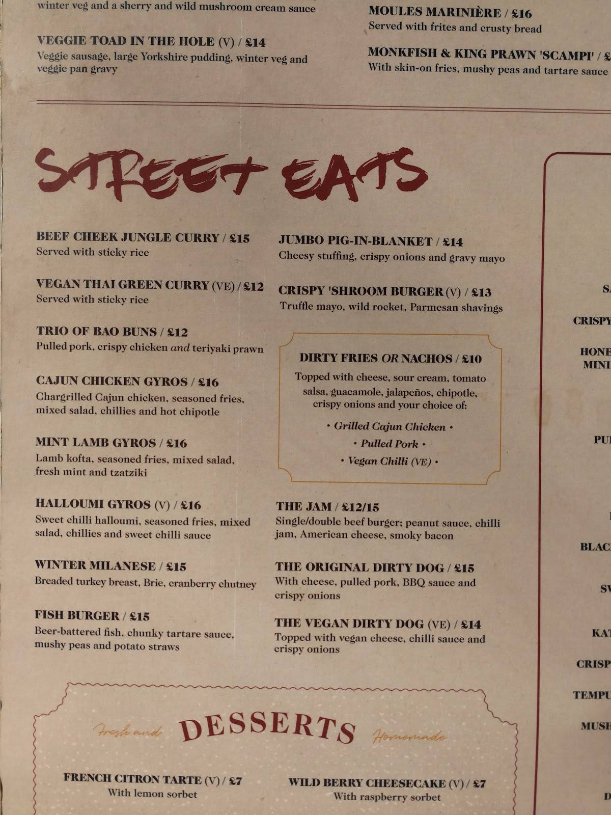 Menu at Remarkable Hare pub & bar, Matlock