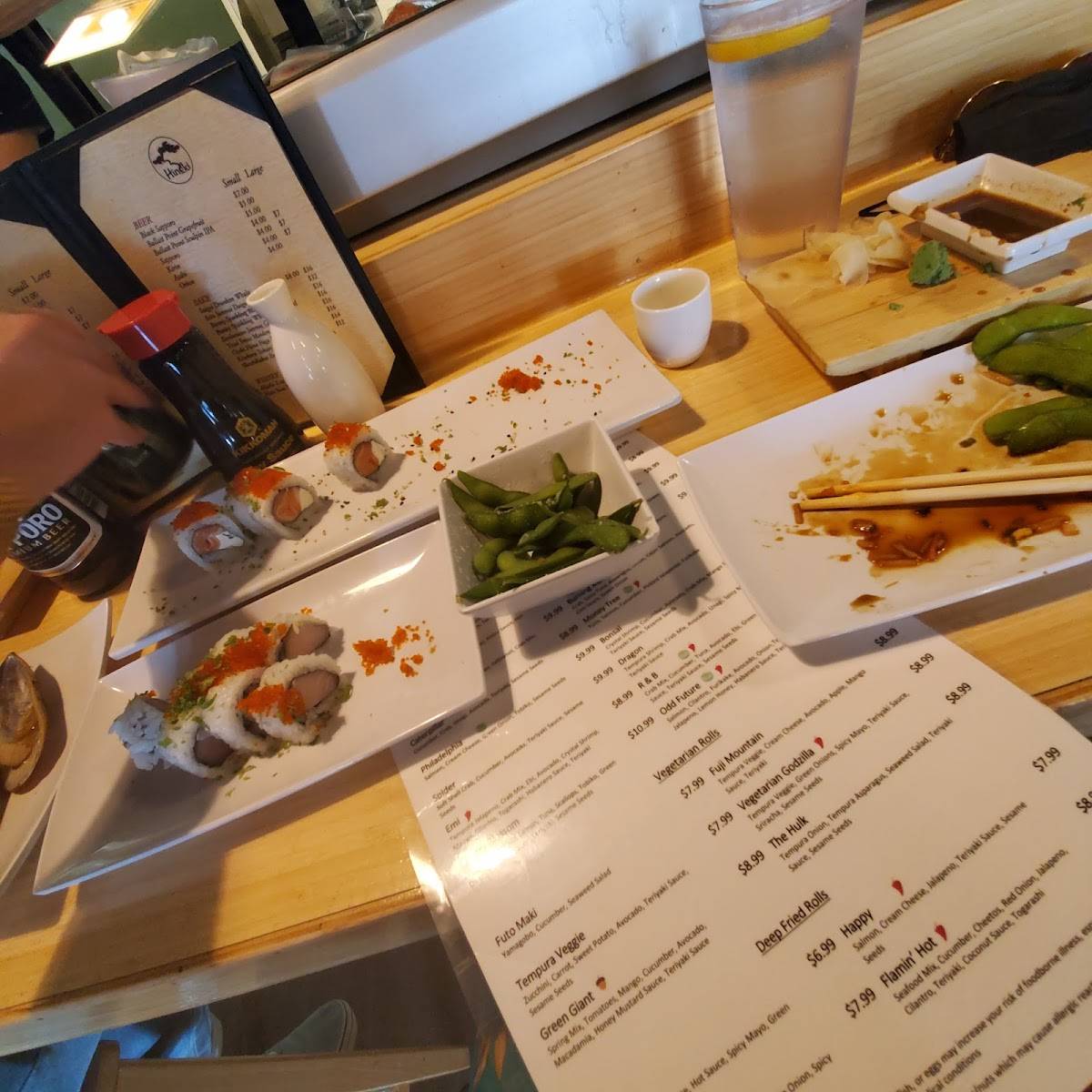 Menu at Hinoki Sushi restaurant, Reno