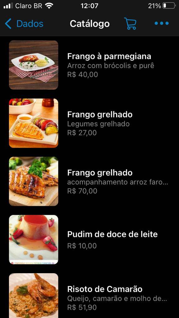 Menu em primo restaurante, Salvador