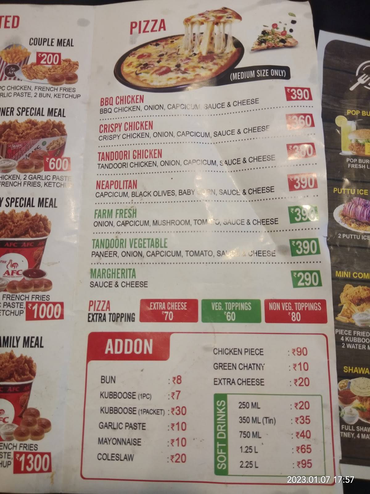 Menu at AFC Fried Chicken Kuttiady, Kuttiady