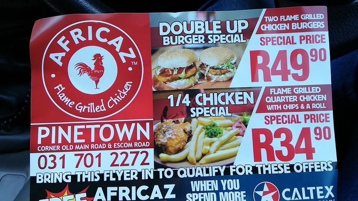Menu at Afros Chicken Shop Pinetown restaurant, Pinetown