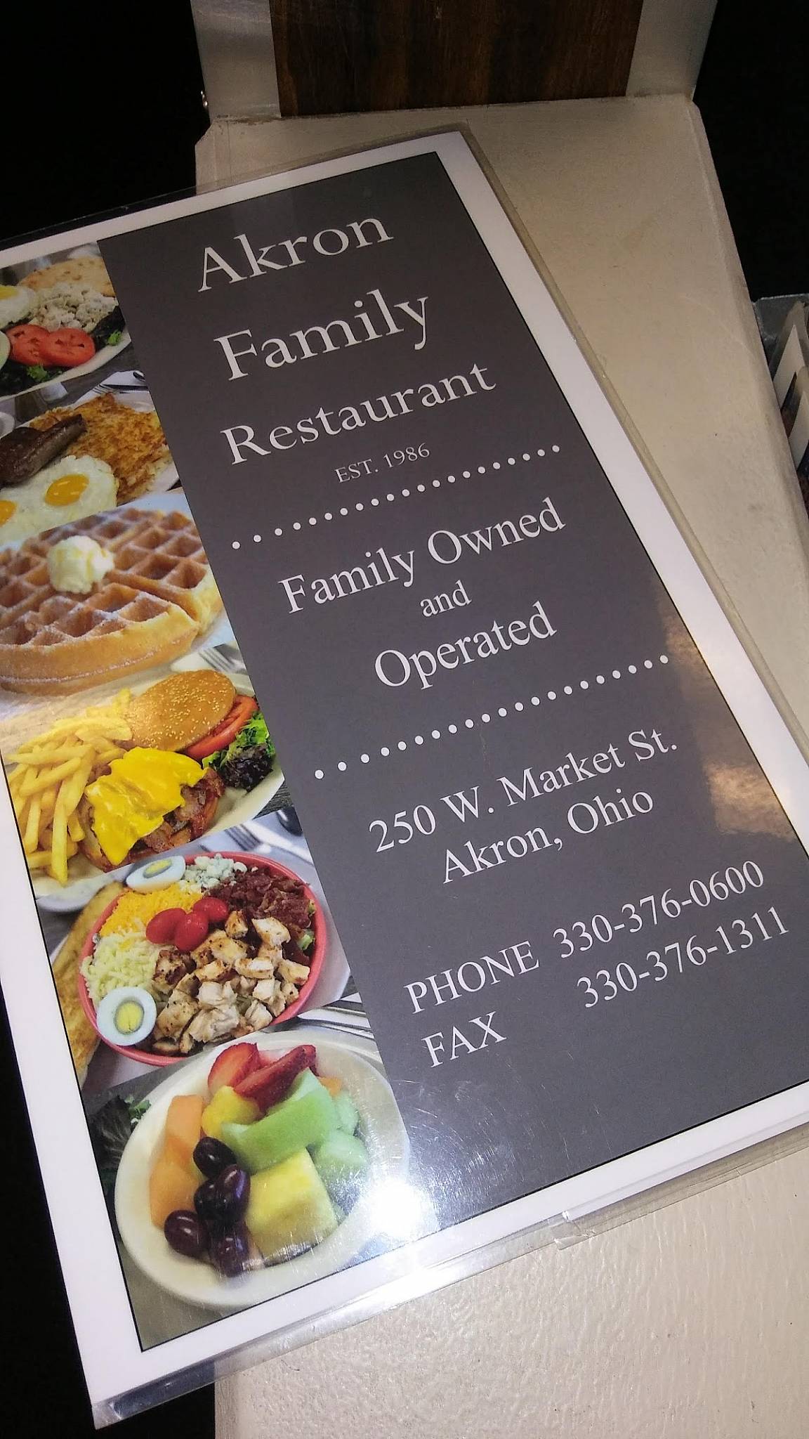 Menu at Akron Family Restaurant, Akron, 254 W Market St