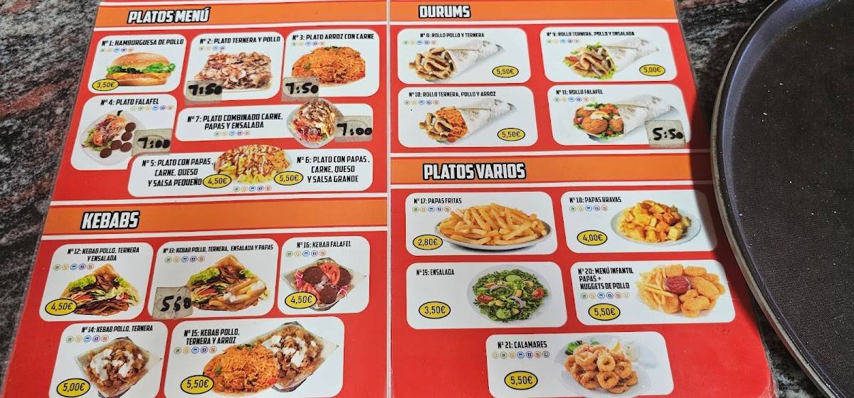 Carta de Ali Kebab Restaurante, Santa Cruz de la Palma