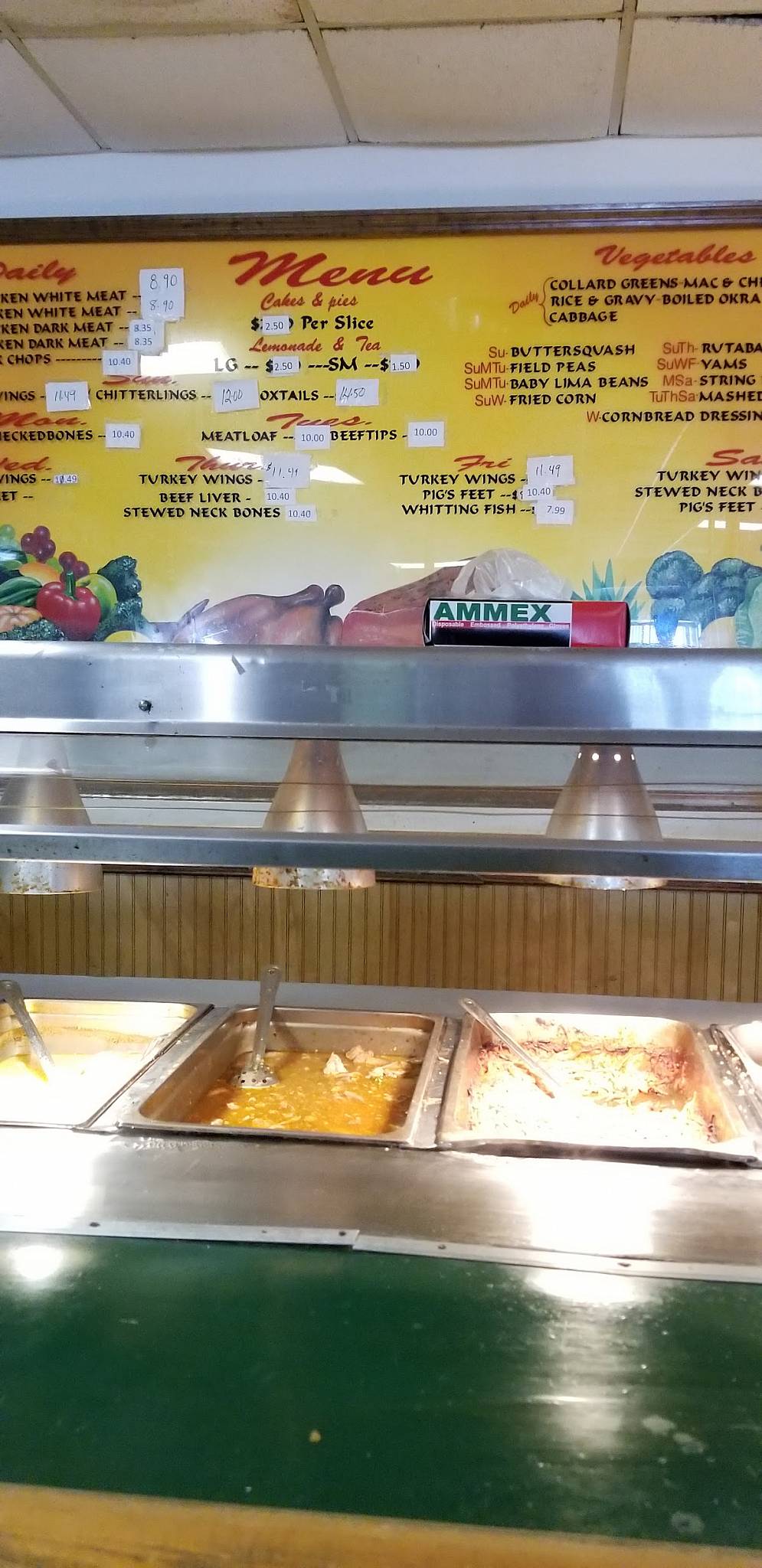 Menu at Anderson's Diner restaurant, Macon, Pio Nono Ave