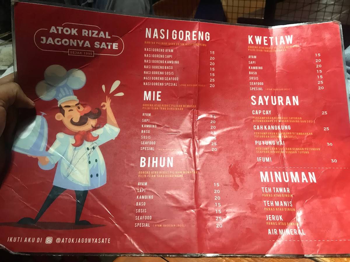 Carta del restaurante Atok Rizal Jagonya Sate 2(dpn showroom Daihatsu ...