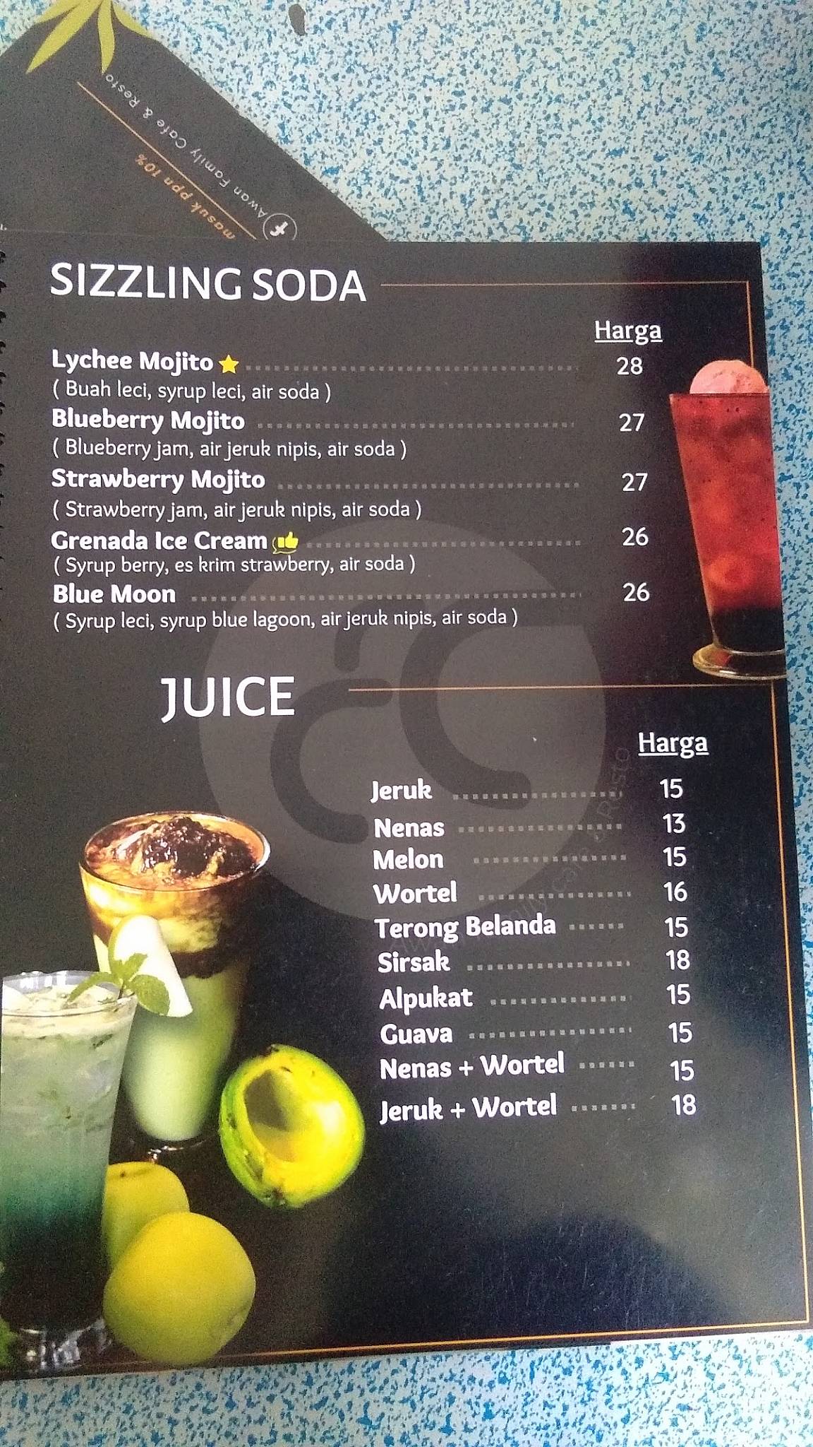 Menu at Awan Family Cafe & Resto, Air Jamban