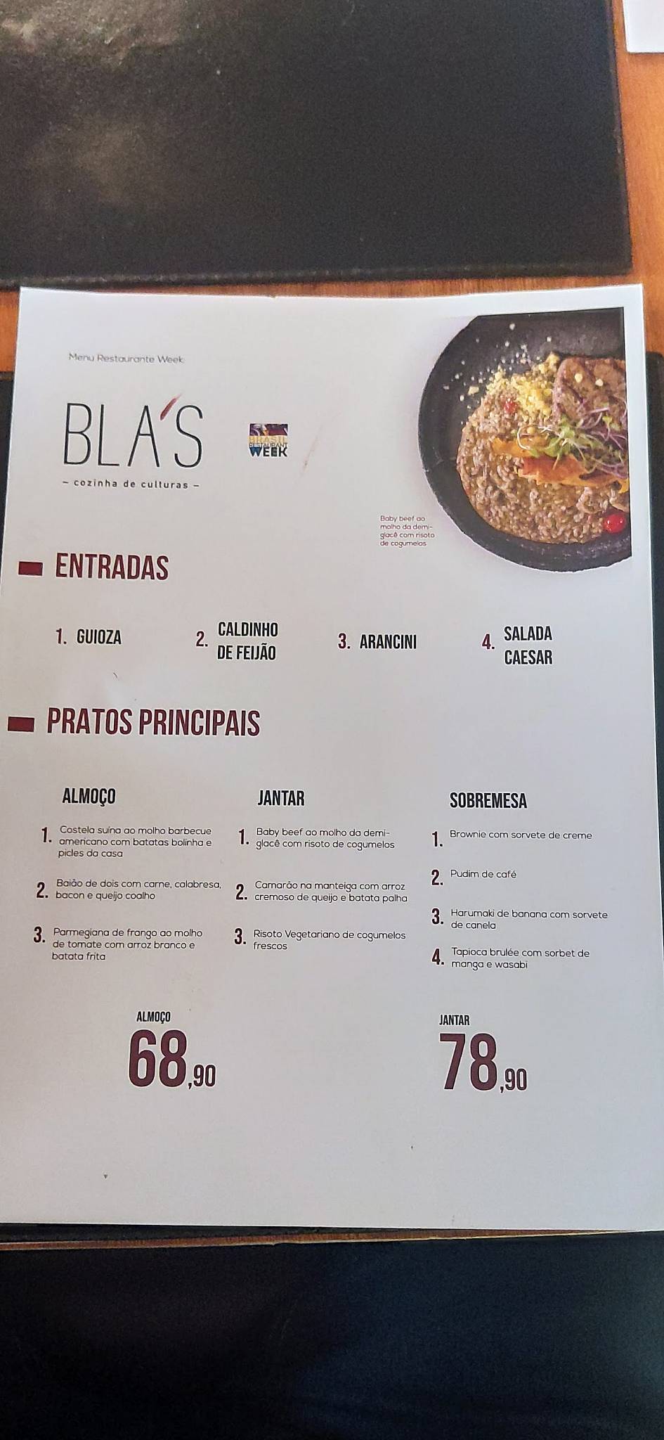 Menu em BLAS RESTAURANTE INTERNACIONAL, Brasília, CLN 406 Bloco D