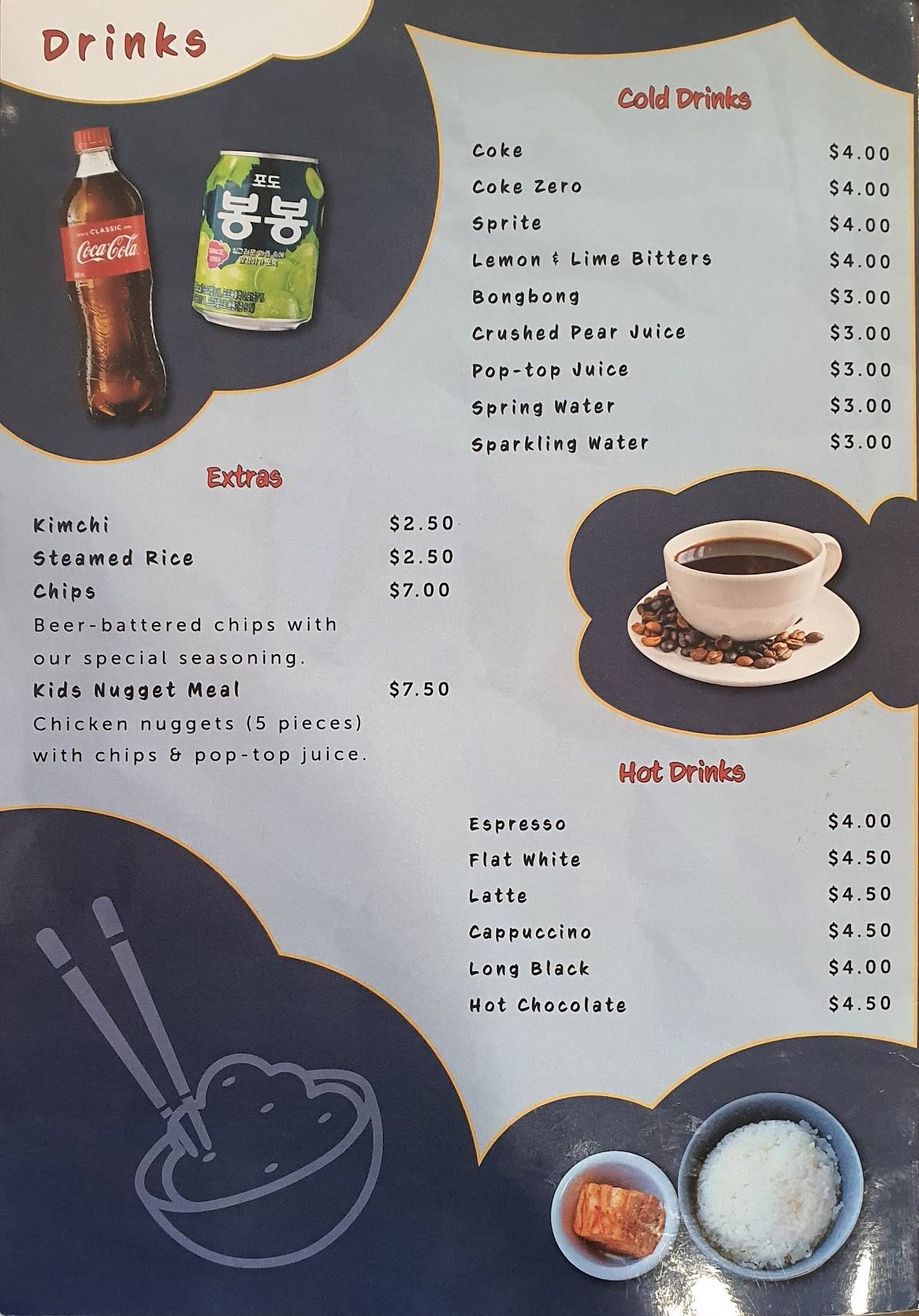 Menu at BOB JO restaurant, Mandurah