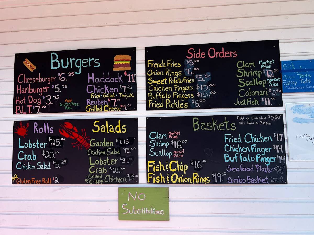 Menu at Bagaduce Lunch restaurant, Penobscot, 145 Frank's Flat