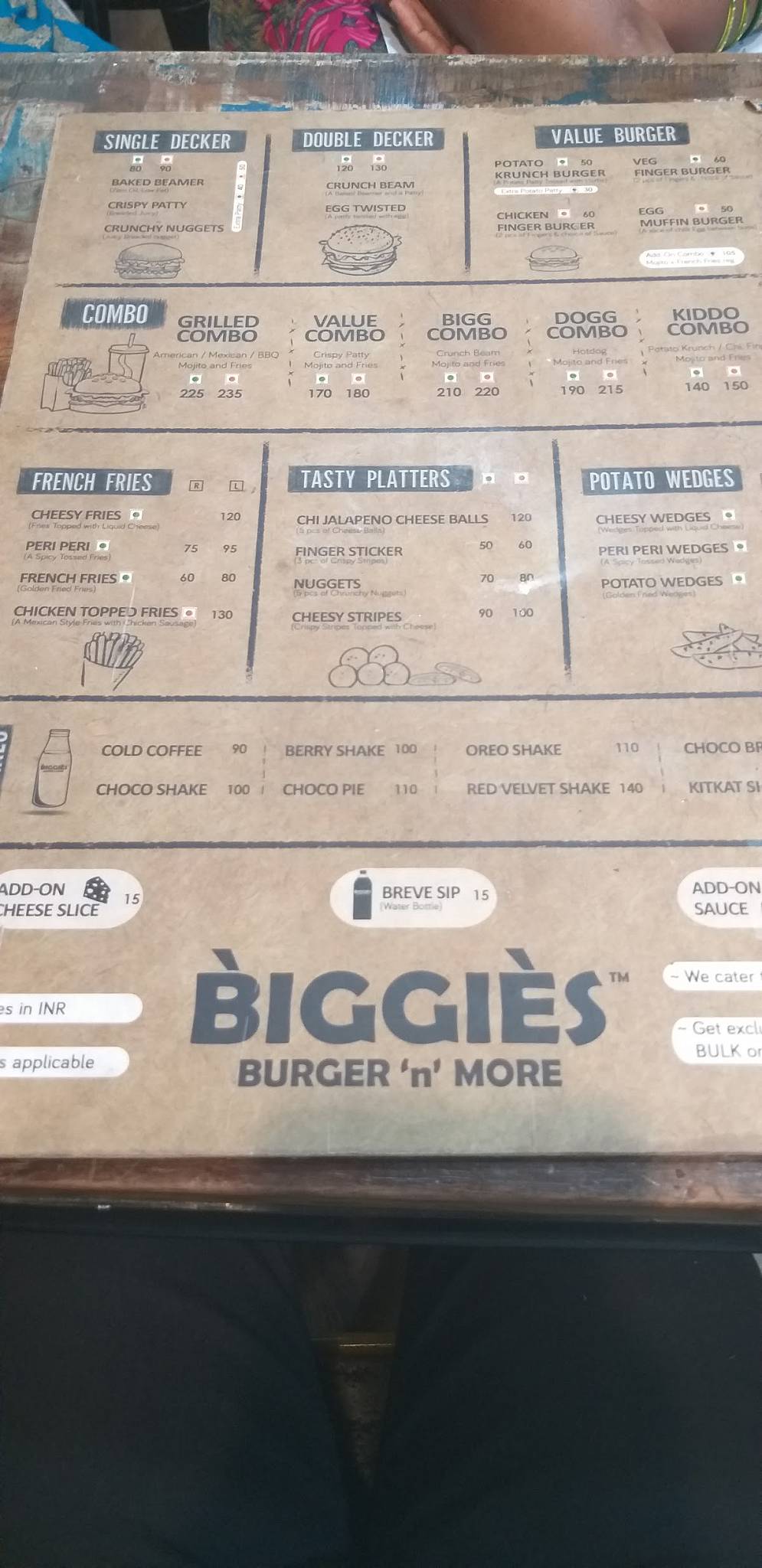Menu at Bigges Burger, Bengaluru, 119