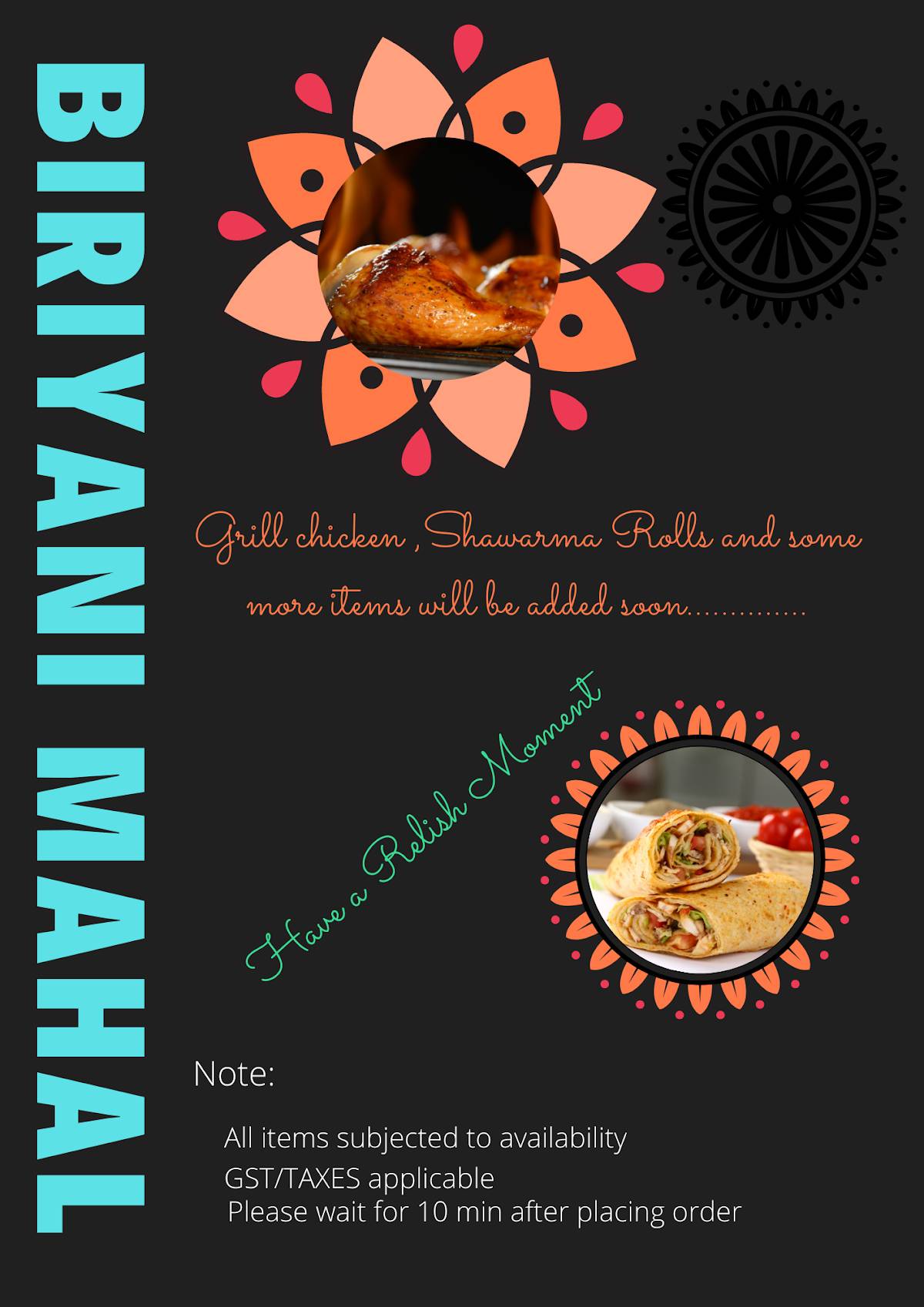 Menu at Biriyani Mahal, Anantapur, Lakme Saloon Building