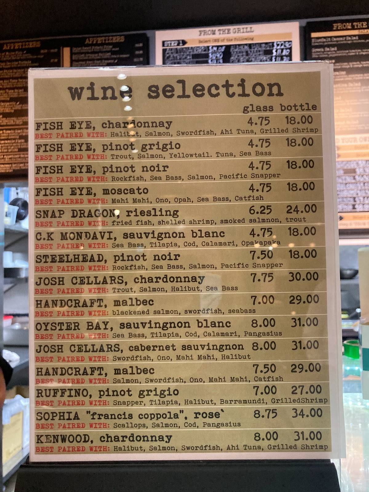 Menu at BlueSalt Fish Grill restaurant, Redondo Beach