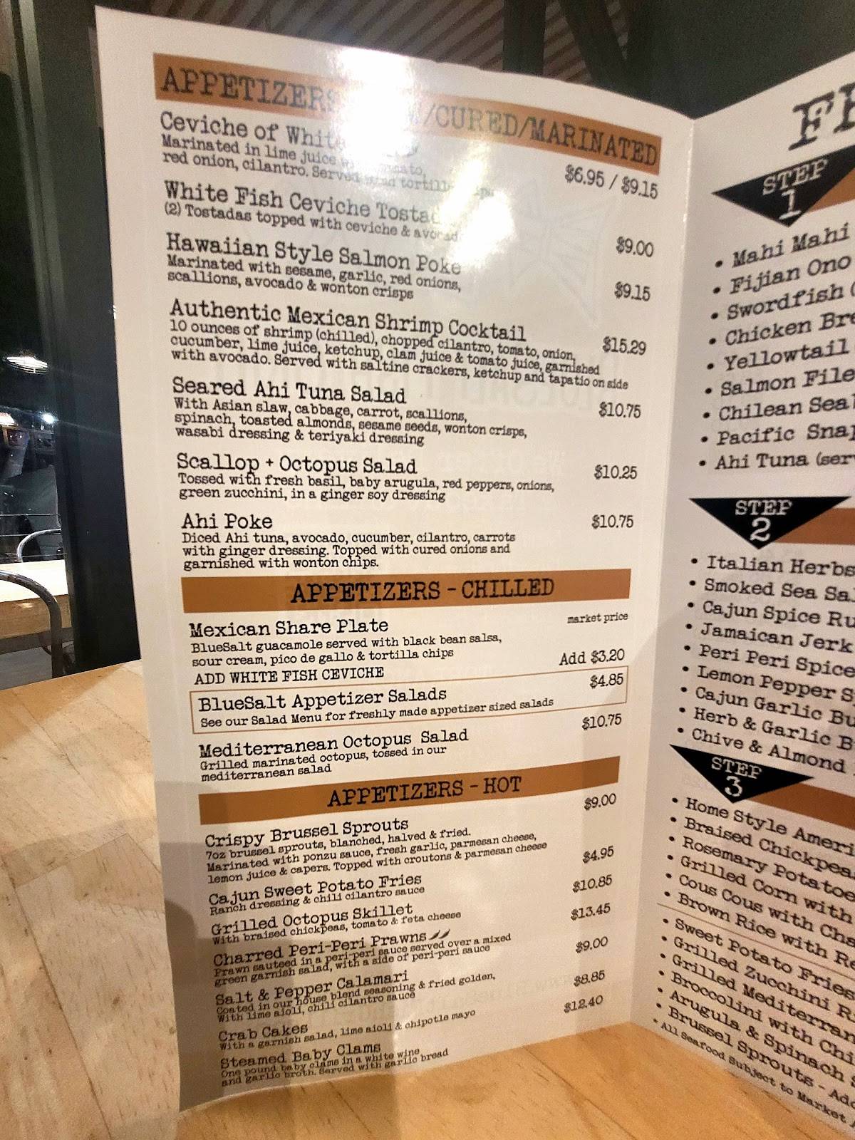 Menu at BlueSalt Fish Grill restaurant, Redondo Beach