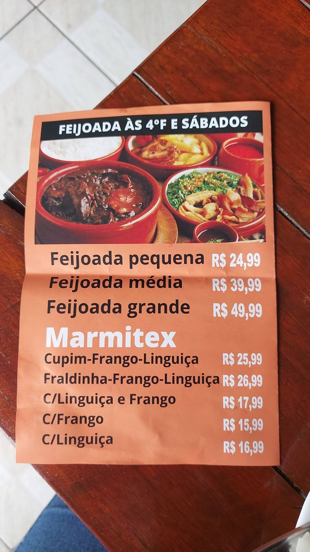 Menu at Bom de Garfo restaurant, São Paulo, R. Pindaibal