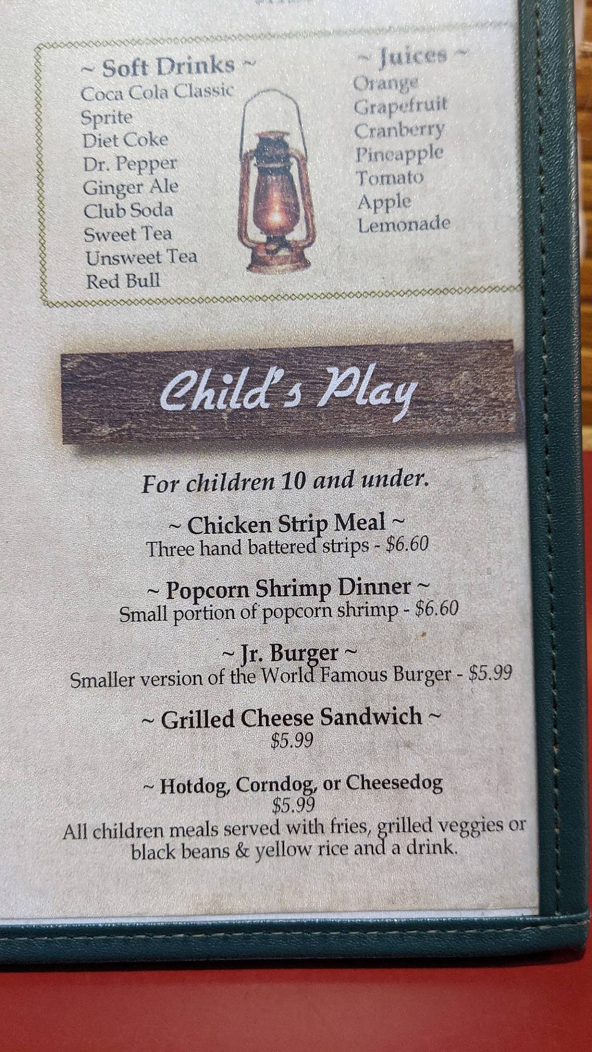 Menu at Brown Lantern restaurant, Live Oak