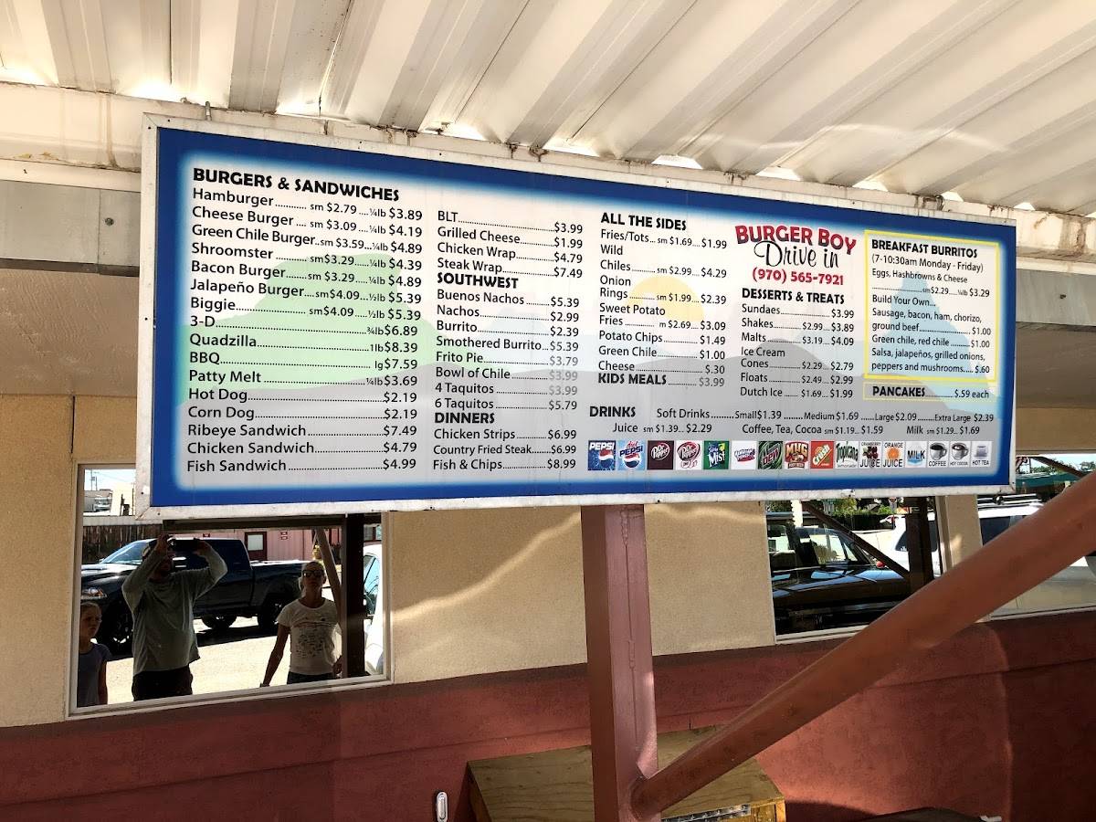 Menu at Burger Boy Drive In restaurant, Cortez