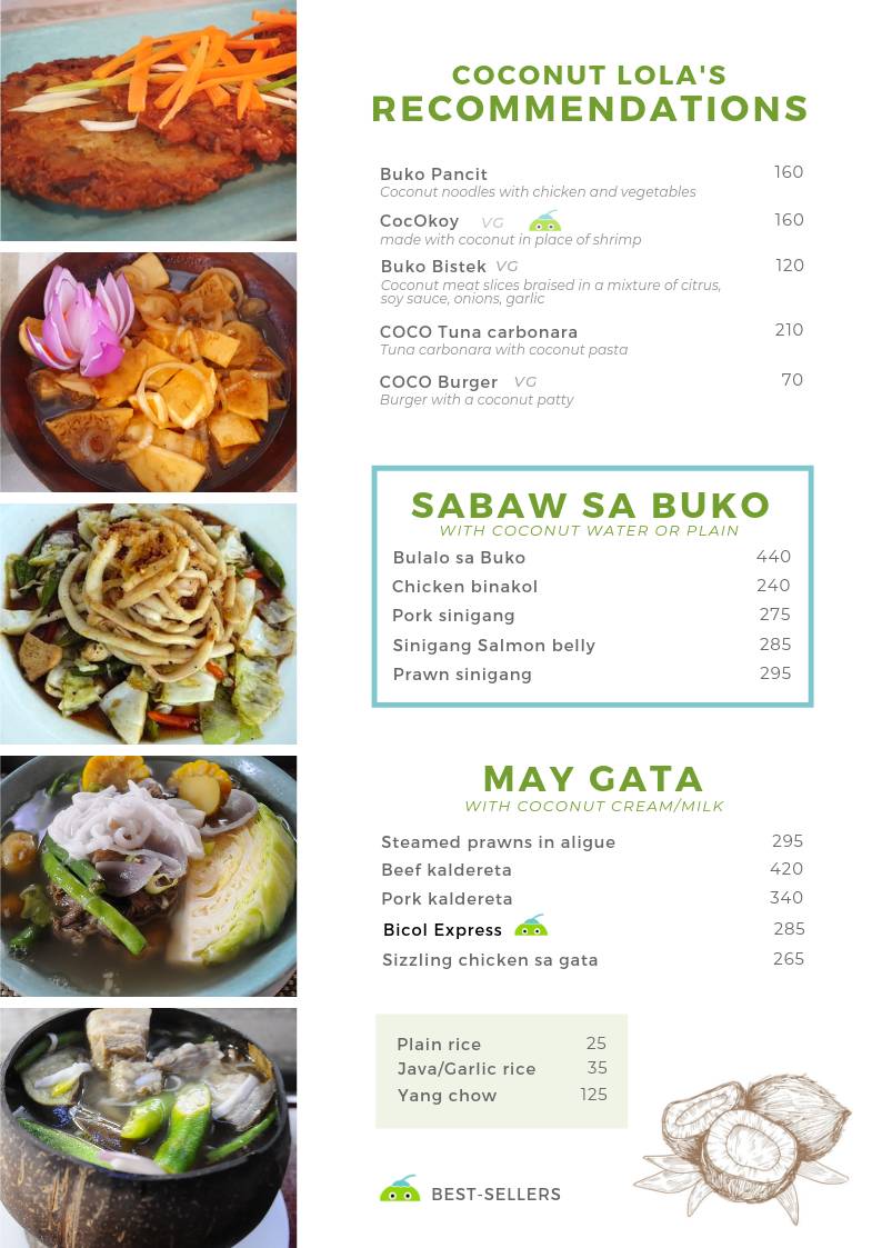 Menu at Coconut Station restaurant, Pila