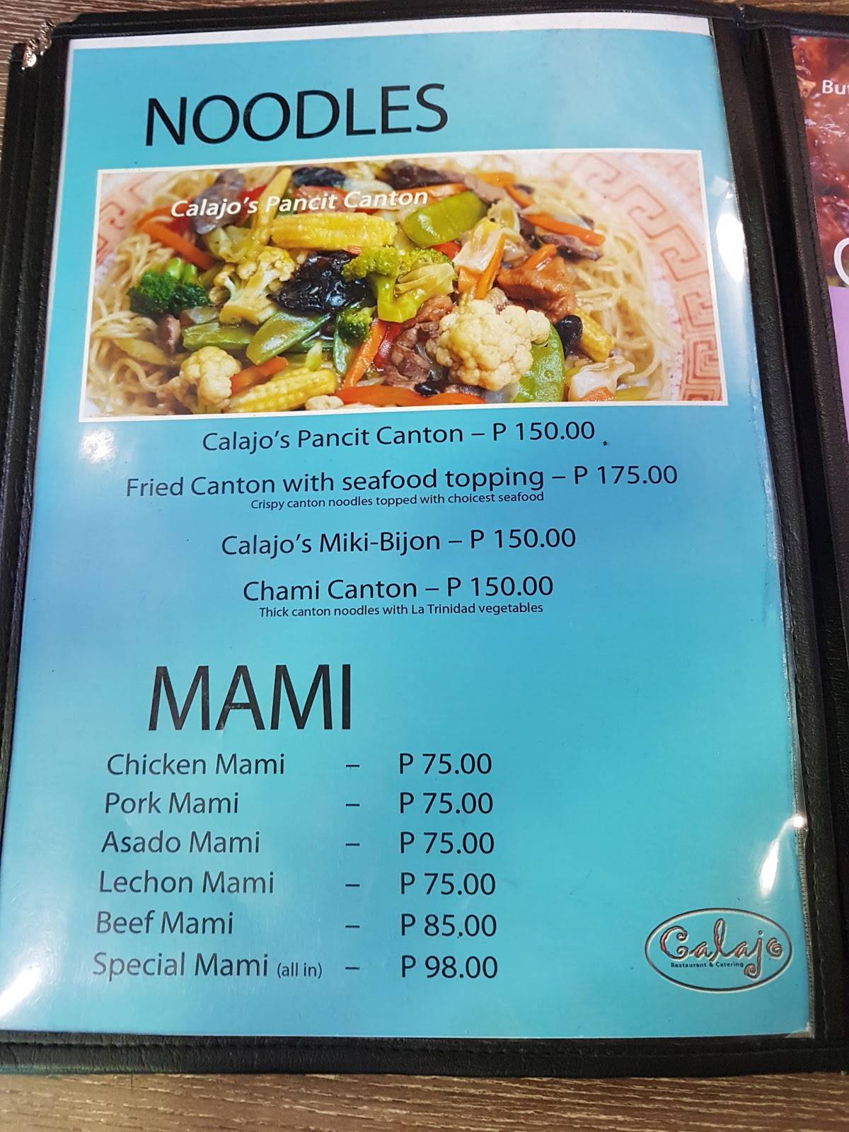 Menu at Calajo Resto restaurant, La Trinidad, FH4Q+JGP