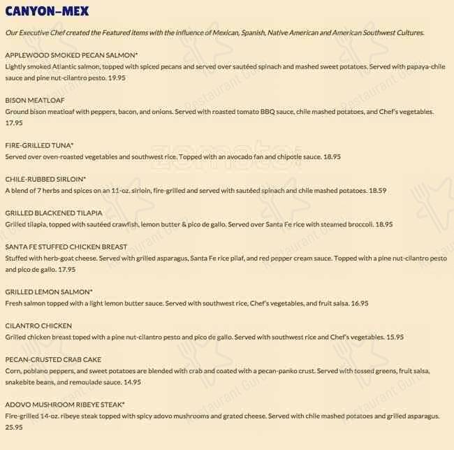 Menu at Canyon Cafe, San Antonio, 255 E Basse Rd