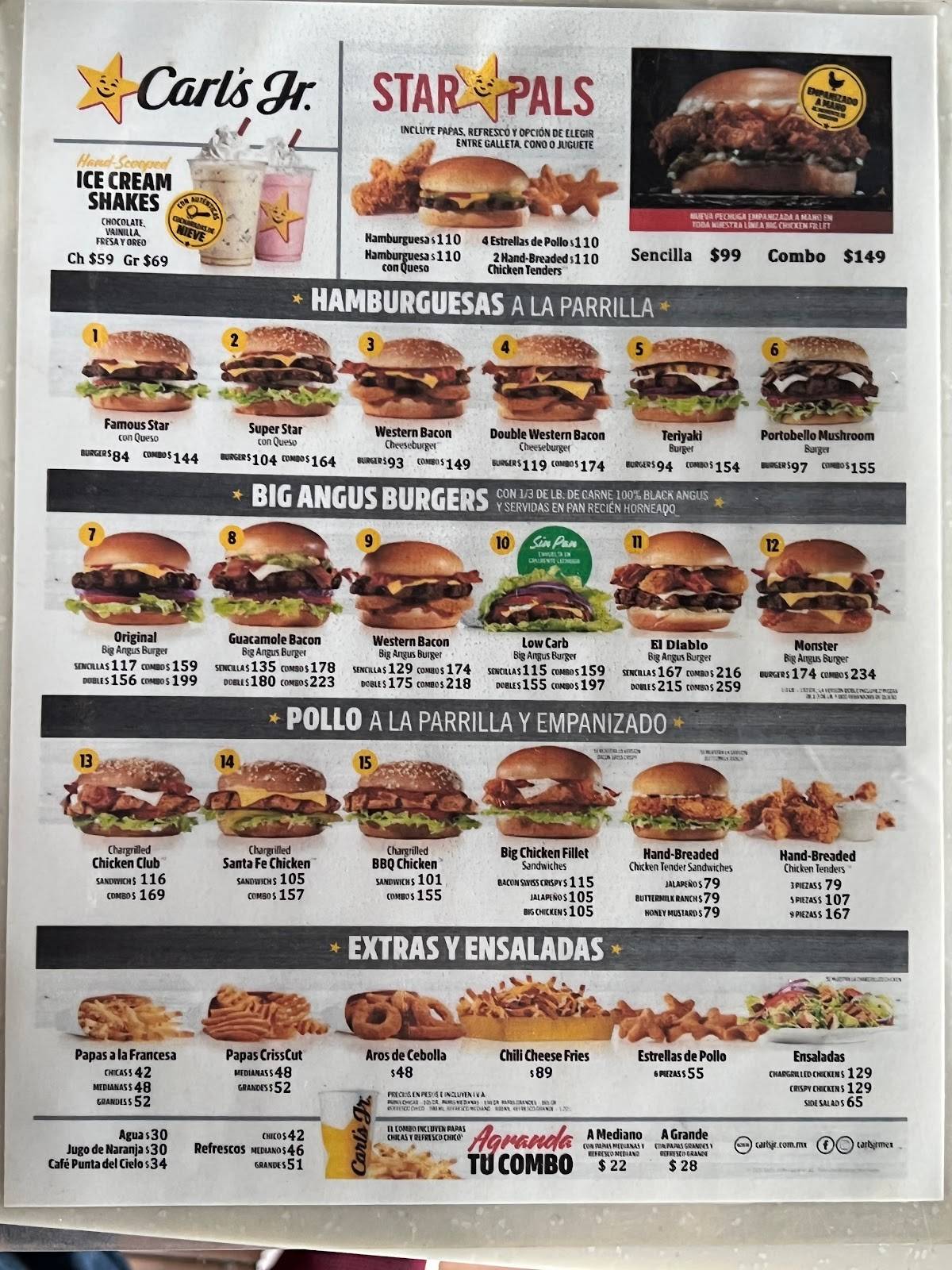 Carta del restaurante Carl's Jr. Everardo Márquez, Pachuca del Soto ...