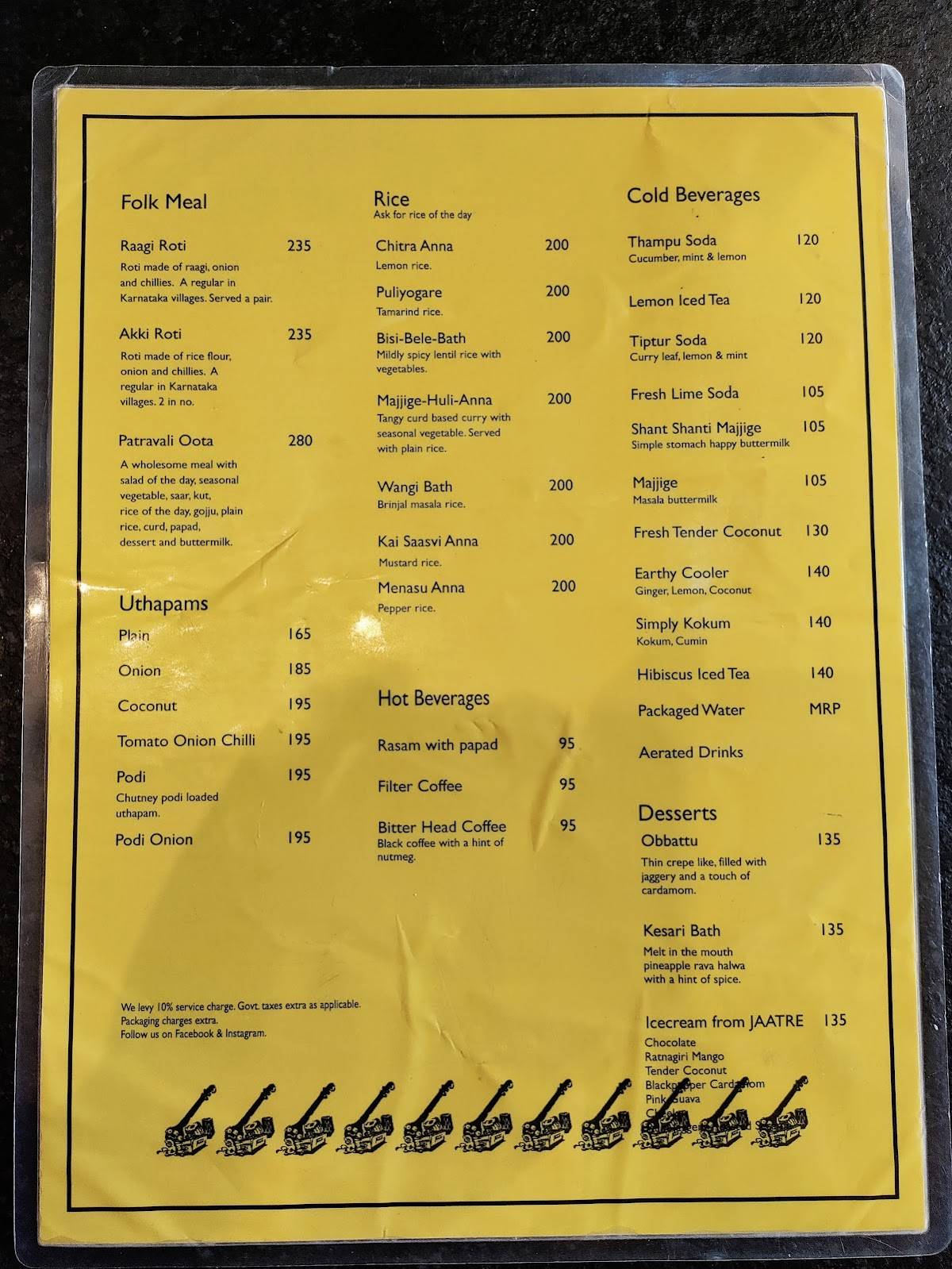 Menu at Carnatic Cafe, New Delhi, 82-85 The