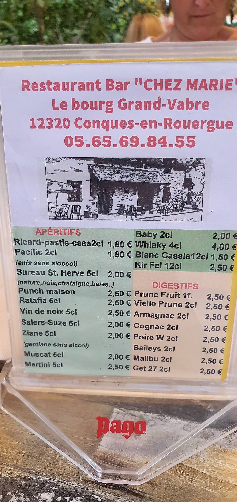Menu au Restaurant Chez Marie, Grand-Vabre, Le Bourg