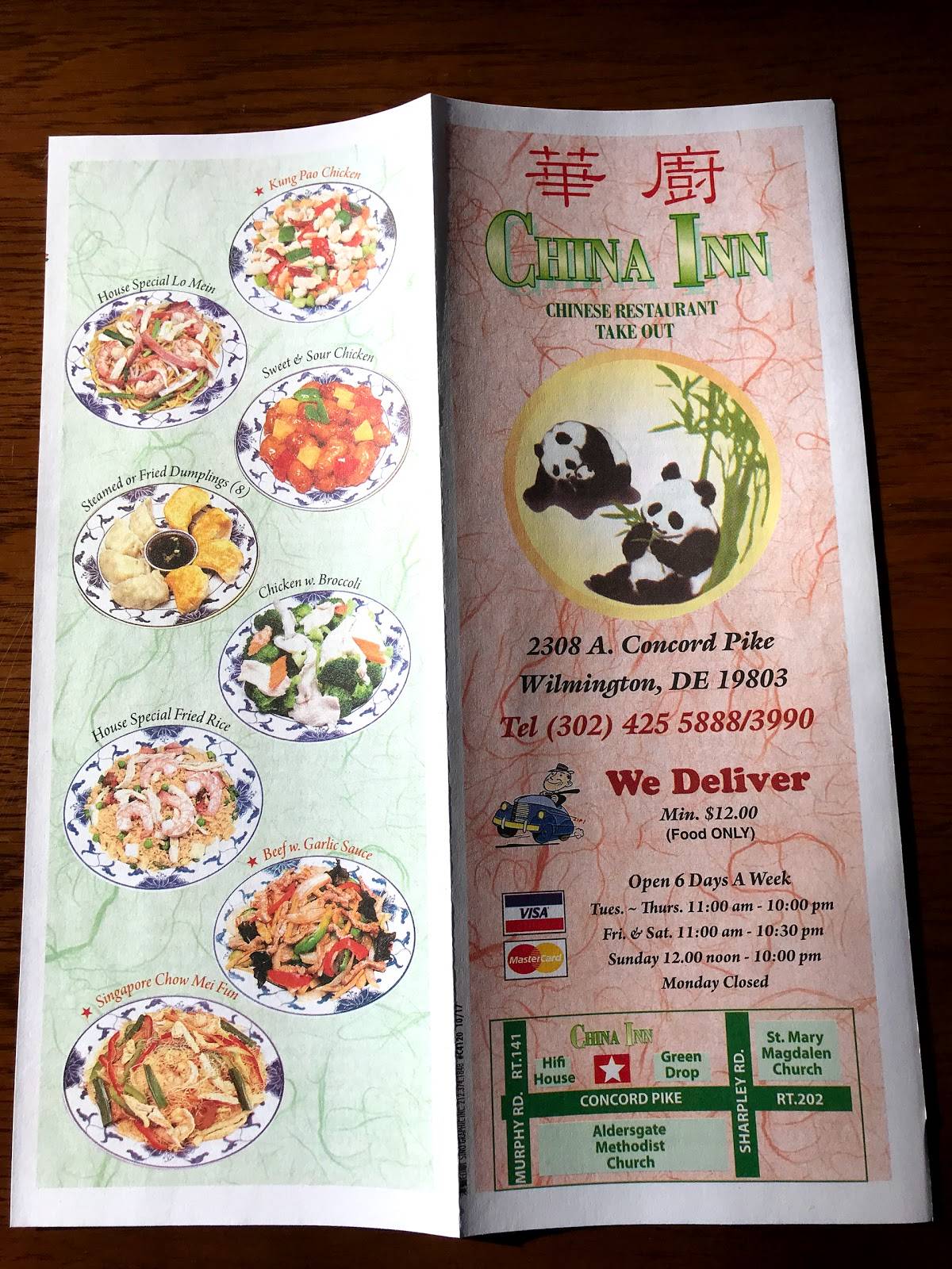 Menu at China Inn Restaurant, Wilmington, Concord Pike # A