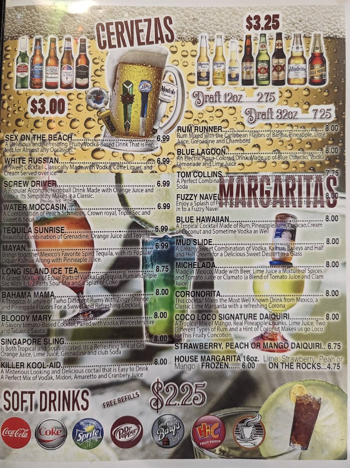 Menu at Coco Loco restaurant, Moss Point