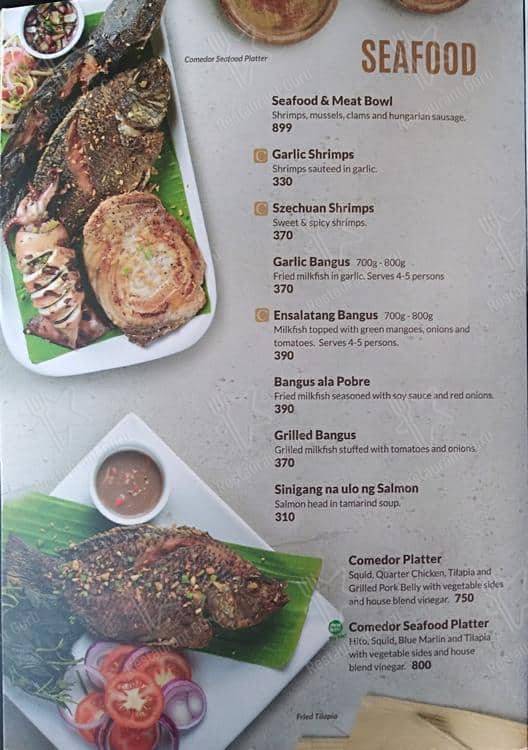 Menu at Comedor by Miguel and Maria restaurant, Marikina, 2f Mayor Gil ...