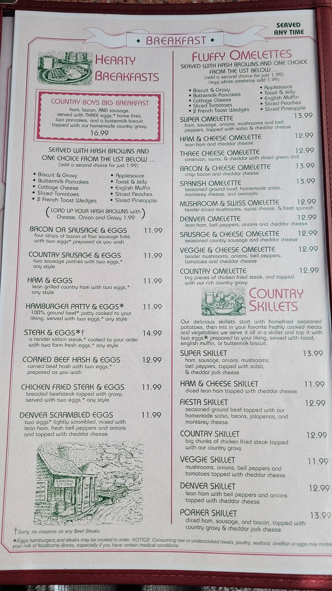 Menu at Country Boys Restaurant, Phoenix, E Greenway Rd