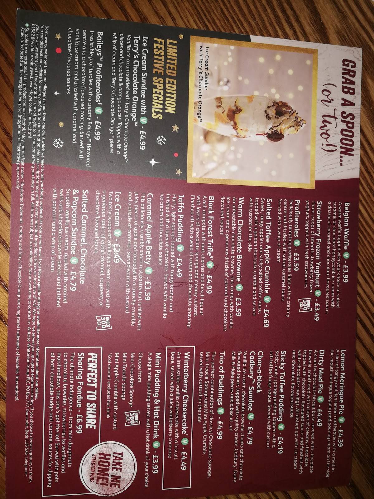 Menu at Dalesway Brewers Fayre restaurant, Keighley