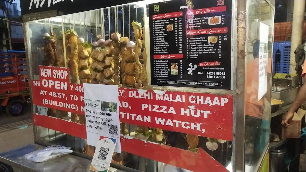 Menu at Delhi malai chaap, Chennai, B57/48 Siva elango salai