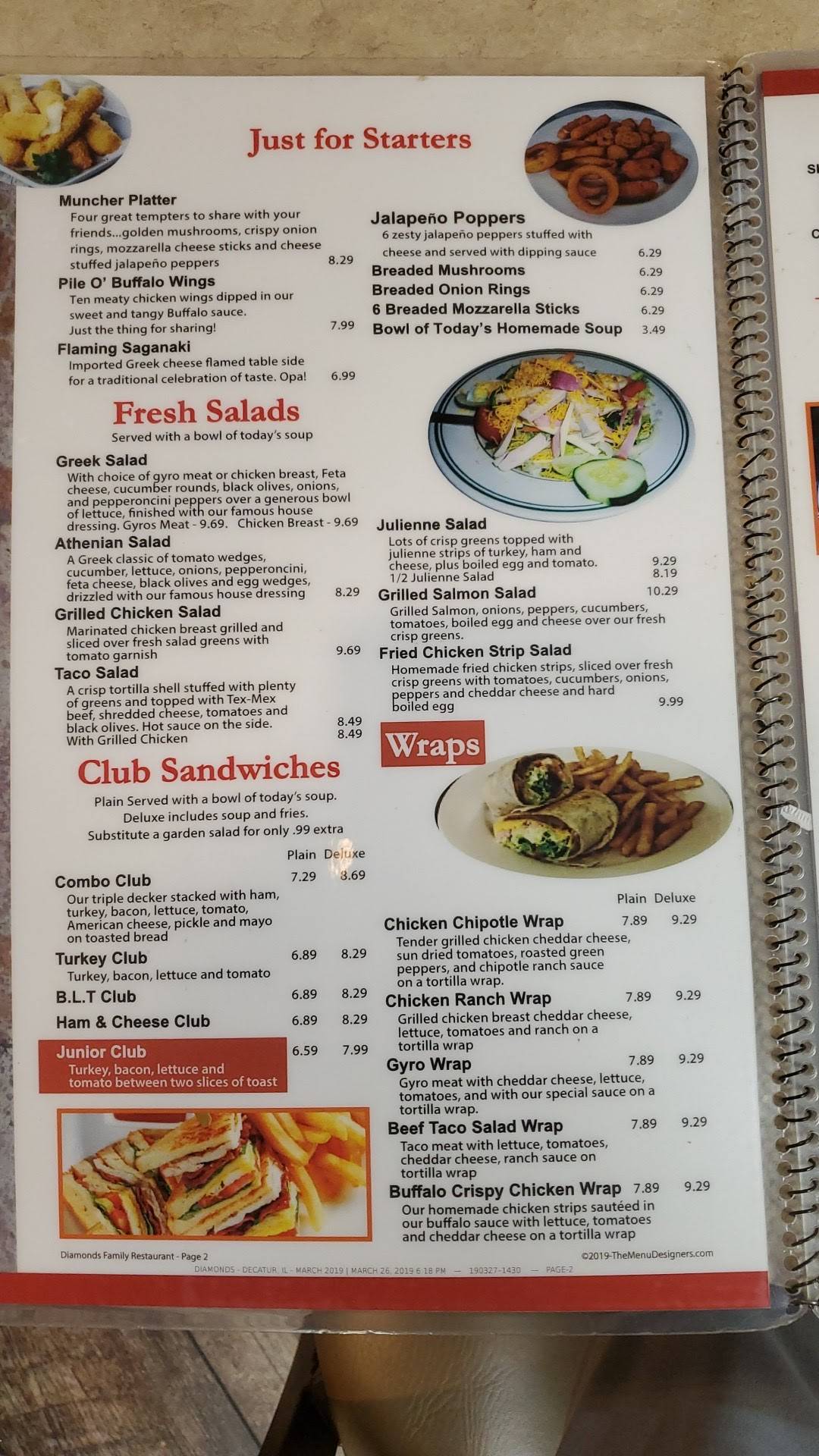 Menu at Diamonds Family Restaurant, Decatur