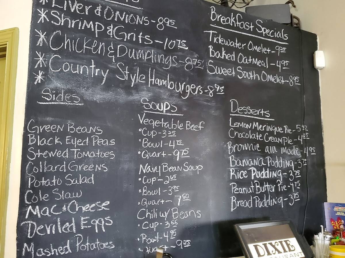 Menu at Dixie Restaurant, Petersburg