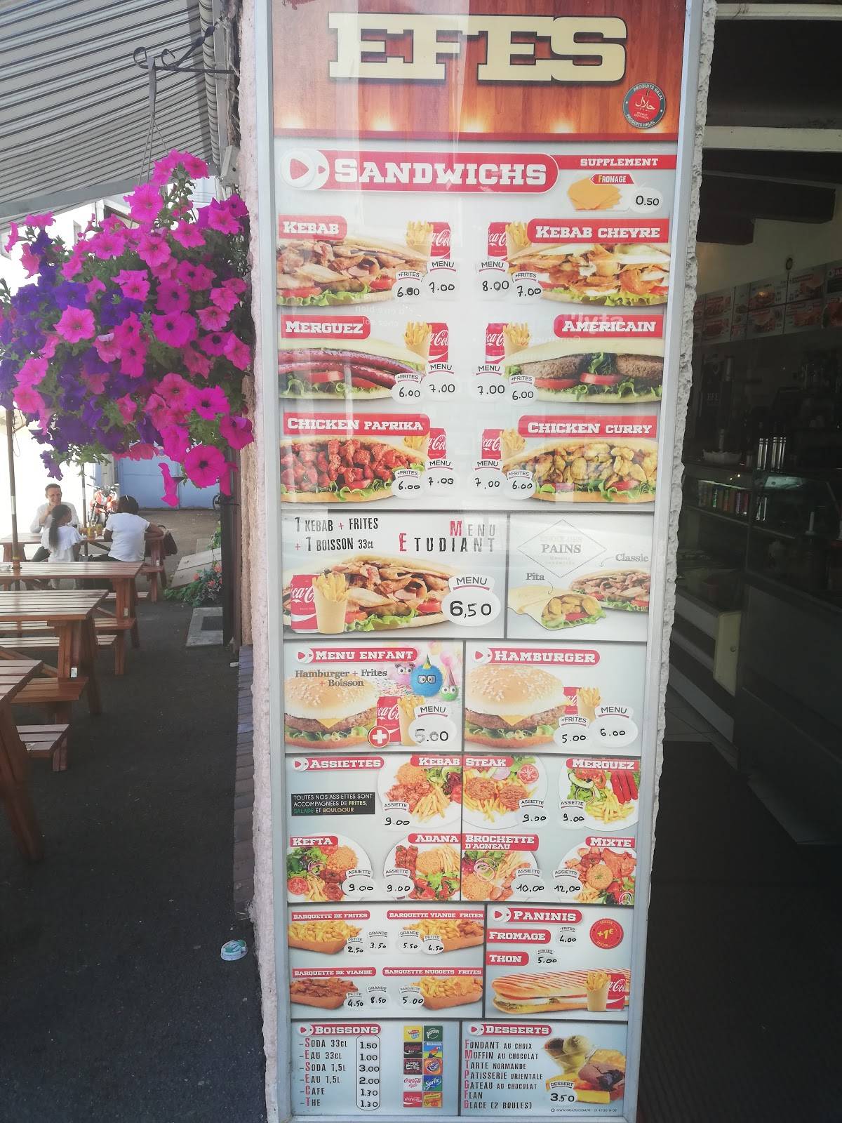 Menu at Efes Restaurant, Cambridge