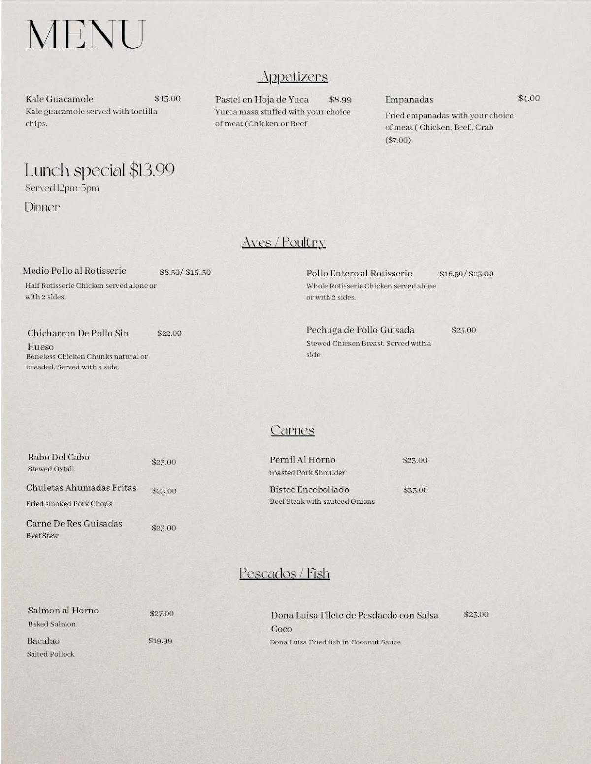 Menu at El Rio Nilo Restaurant, Hackensack