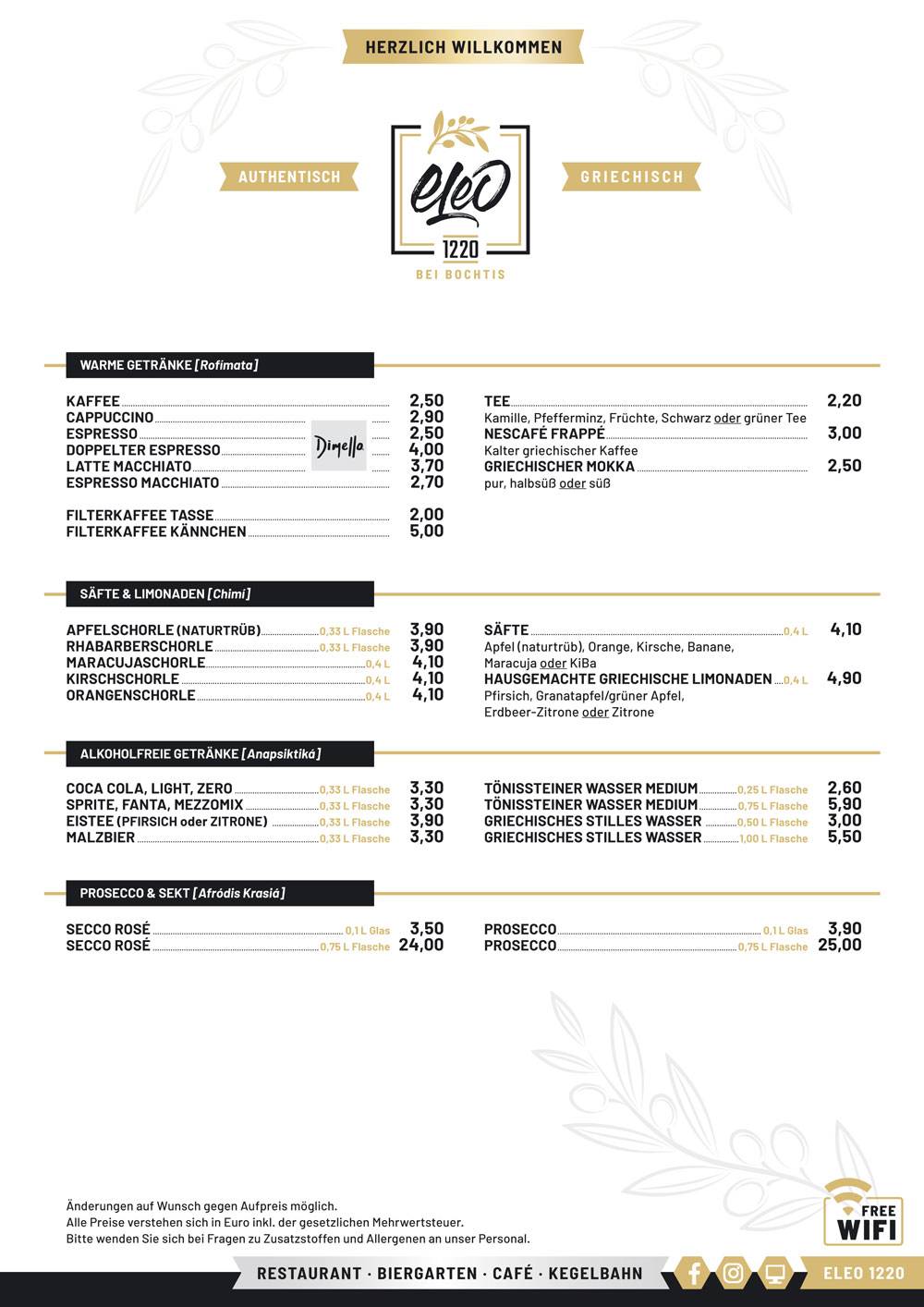 Speisekarte von Restaurant Eleo 1220, Arnsberg