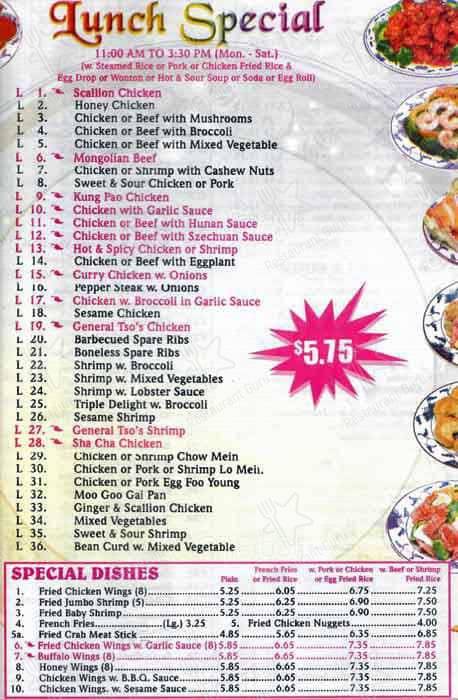 Menu at FU SHING restaurant, Charlotte, Mt Holly-Huntersville Rd