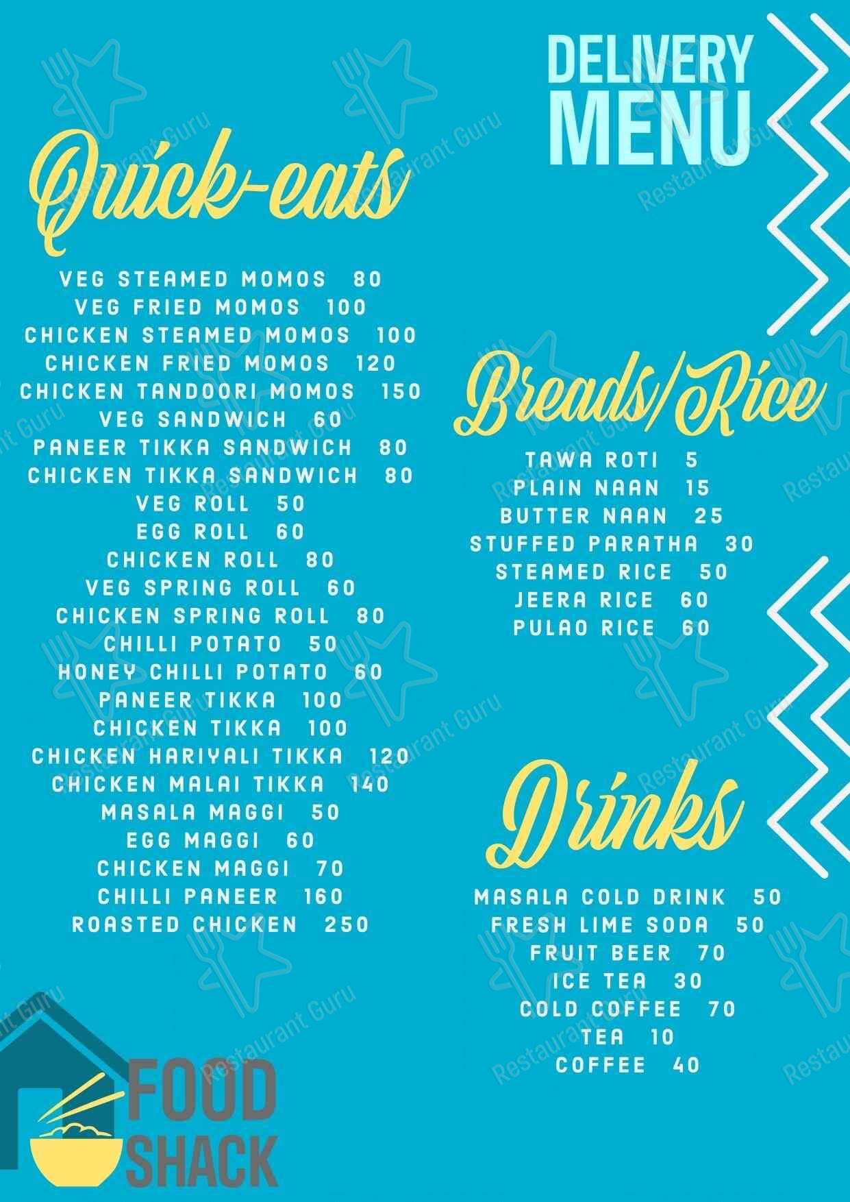 Menu at FOOD SHACK, Jungle Dhusan